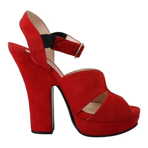 Prada | Shoes | Prada Radiant Red Suede Ankle Strap Womens Sandals ...